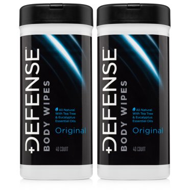 Defense Soap Peppermint Body Wipes 40 Count with All Natural Tea Tree ...