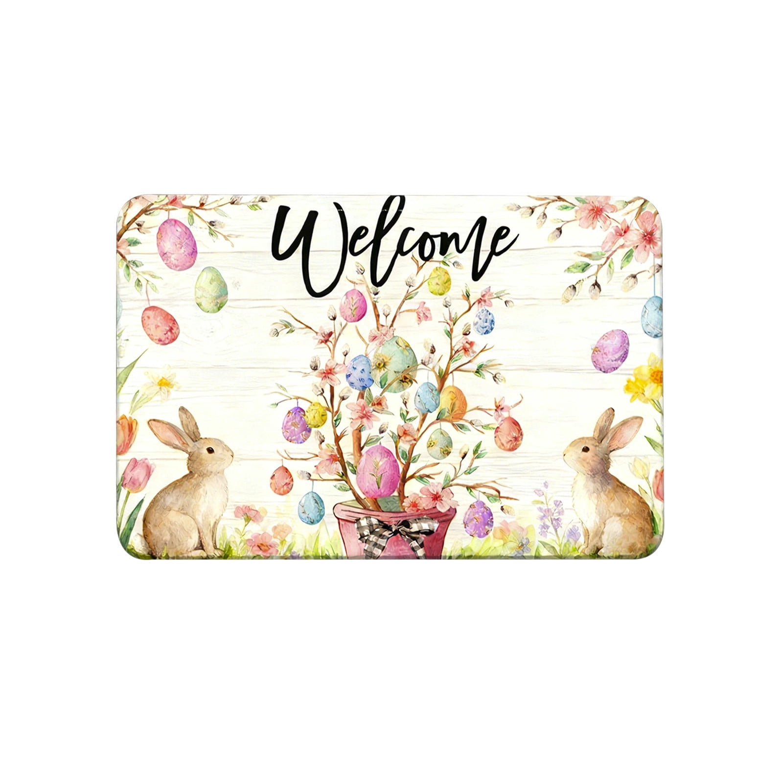 DefiDgd 16x24inch Easter Bunny Egg Doormats,Painted Non Slip Welcome ...
