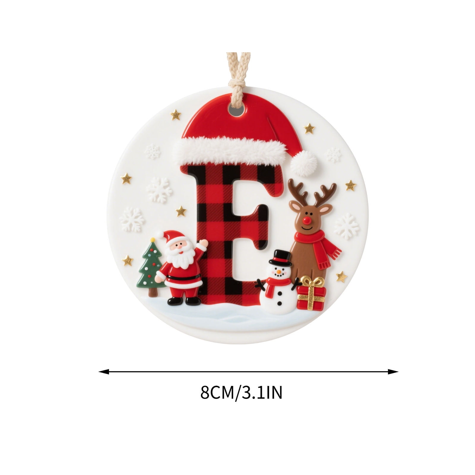 DefiDgd 26 Alphabet Christmas Theme Ornament,Round Santa Letters ...