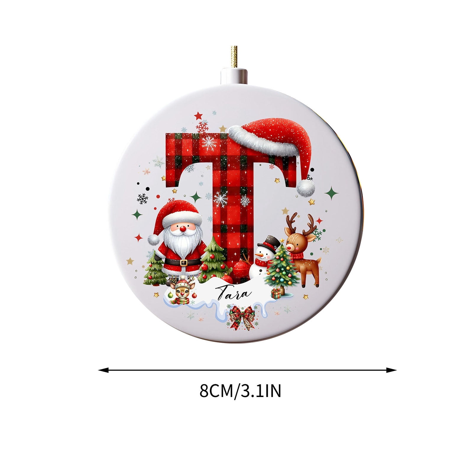 DefiDgd 26 Alphabet Christmas Theme Ornament,Round Santa Letters ...