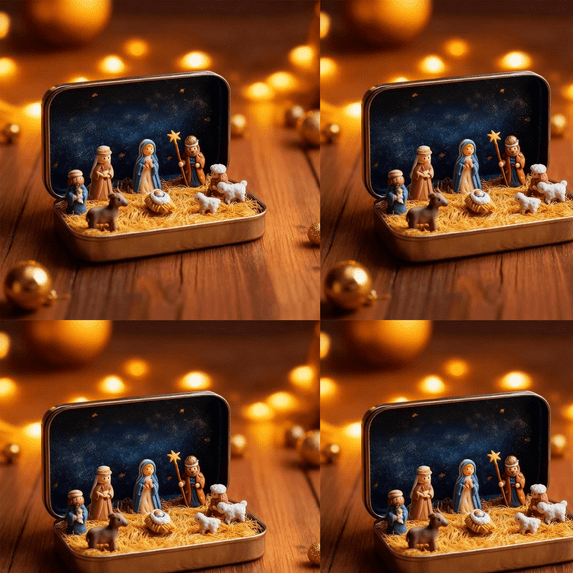 DefiDgd 4pcs Mini Jesus Nativity Set in a Tin Box,Handcrafted Portable ...