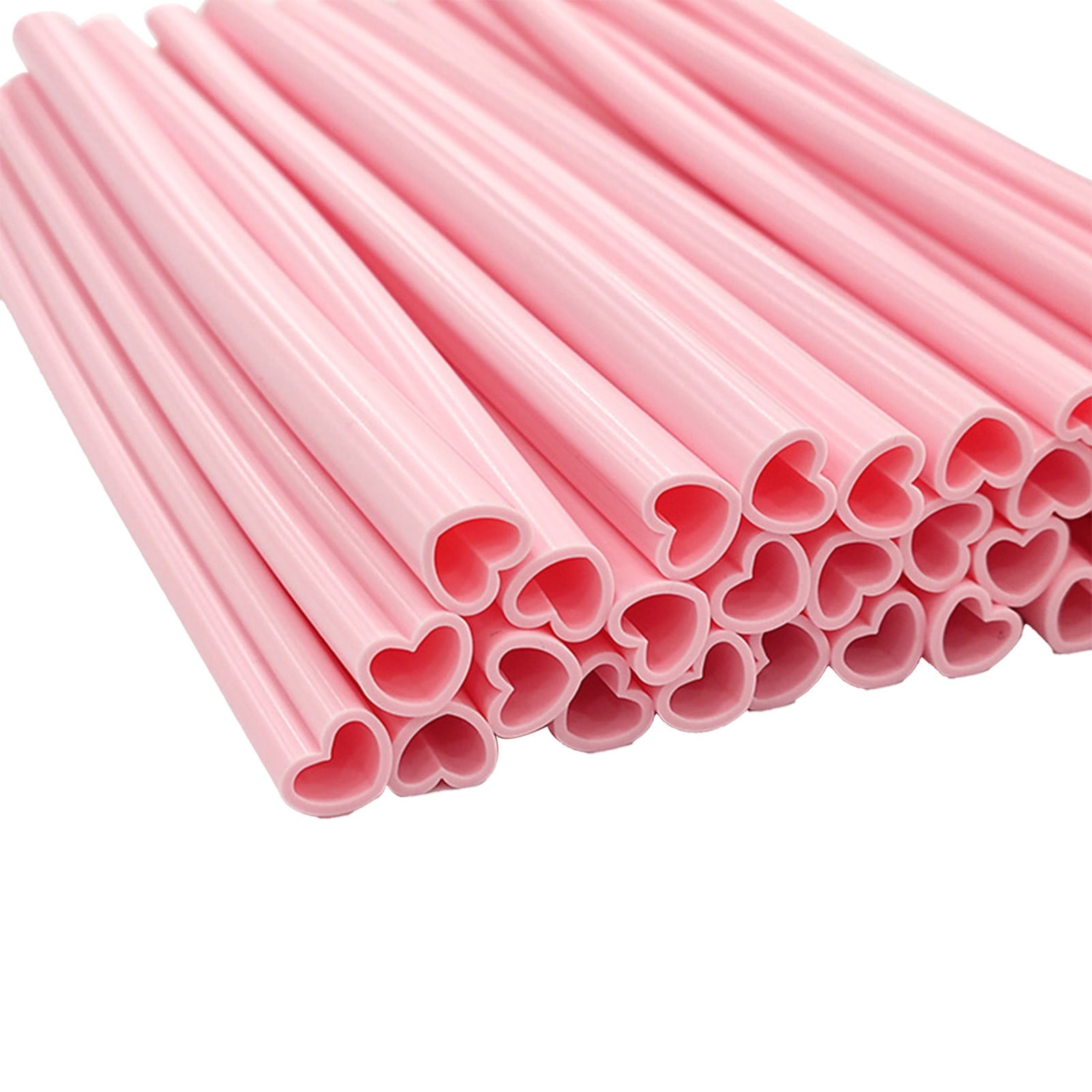 DefiDgd 50pcs Valentines Day Heart Straws,Heart Shaped Pink Straws ...