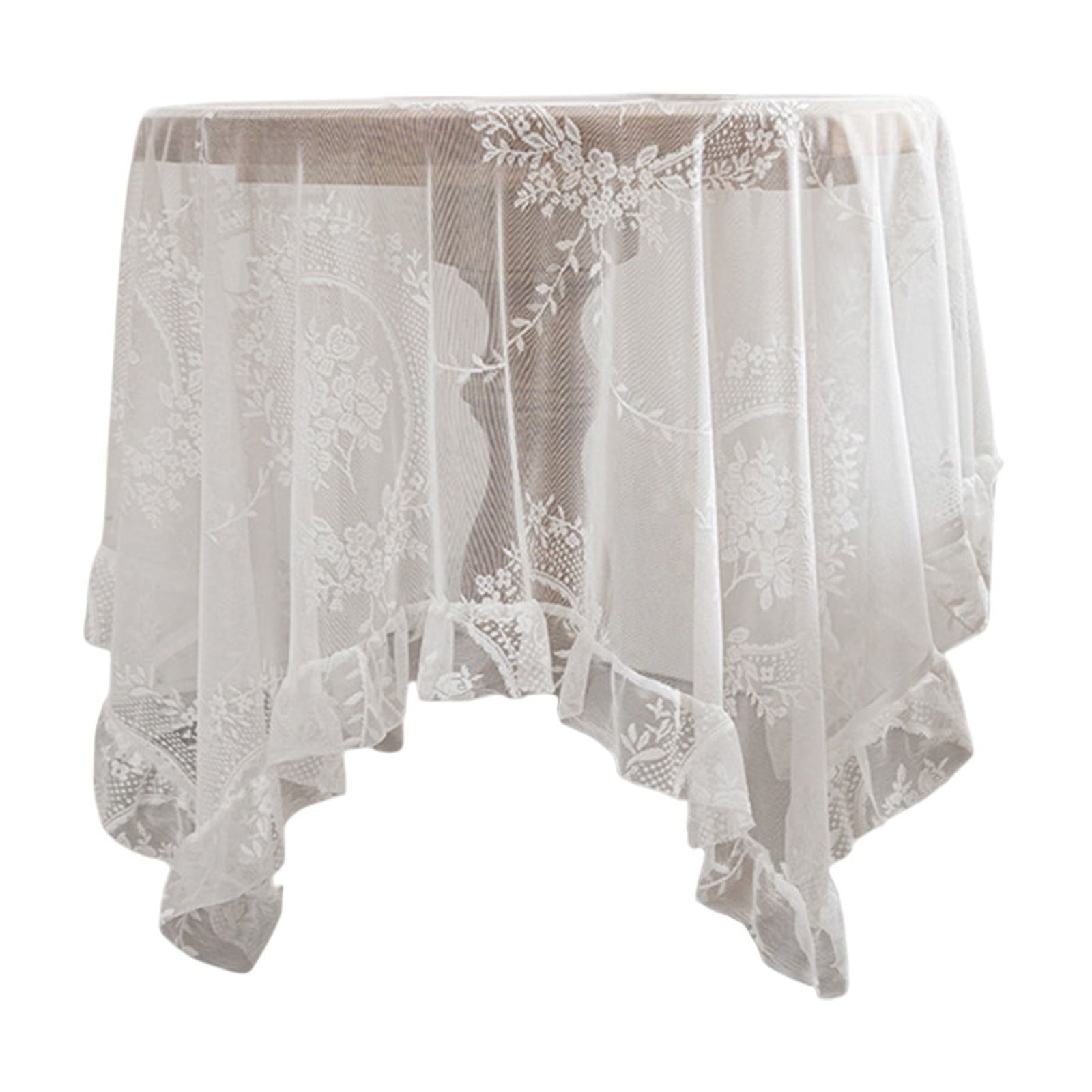 DefiDgd 59inch Vintage Crochet Round Tablecloths Lace Edge Table Cover ...