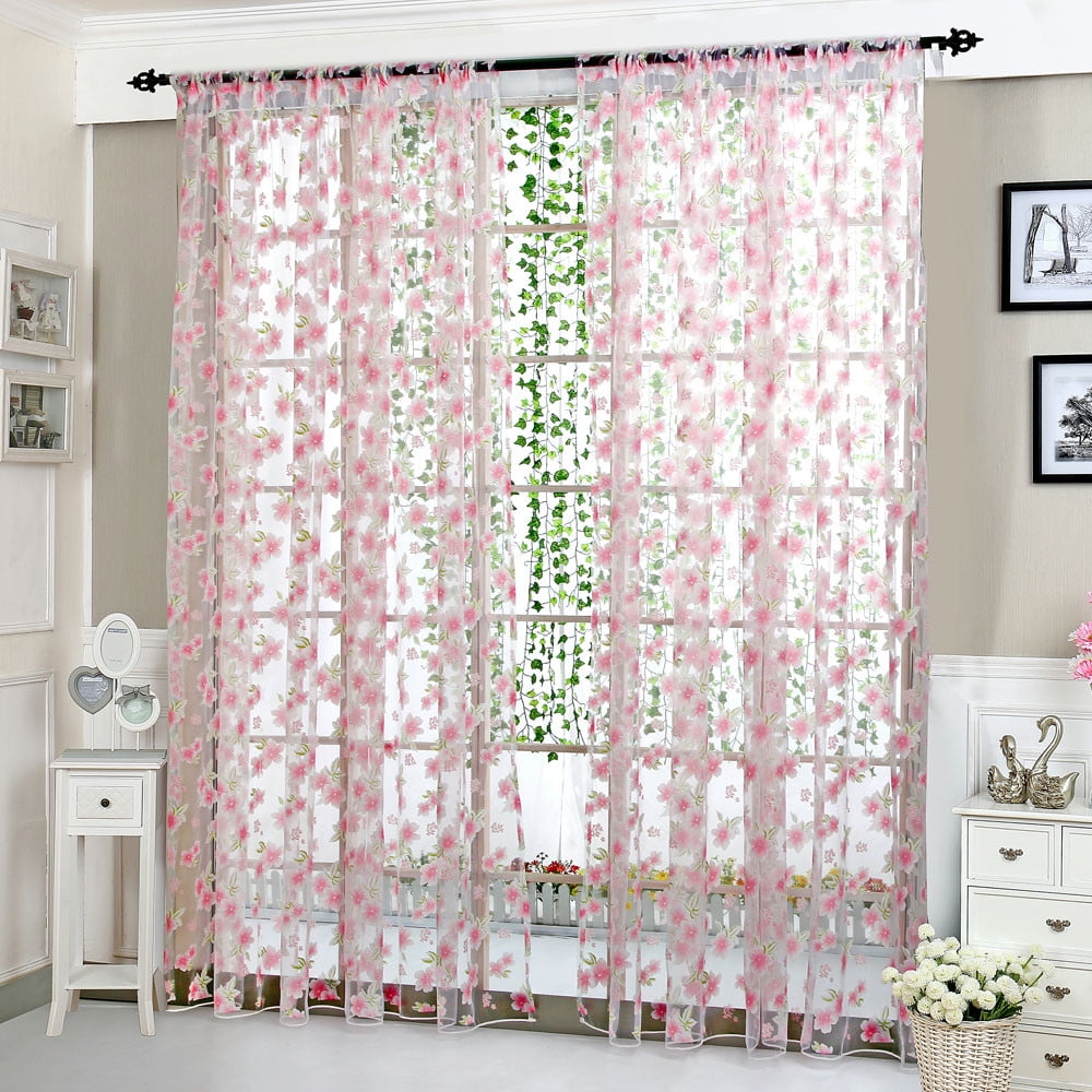 DefiDgd 79x39inch Sheer Curtains Floral Embroidery Sheer Curtains Lace ...