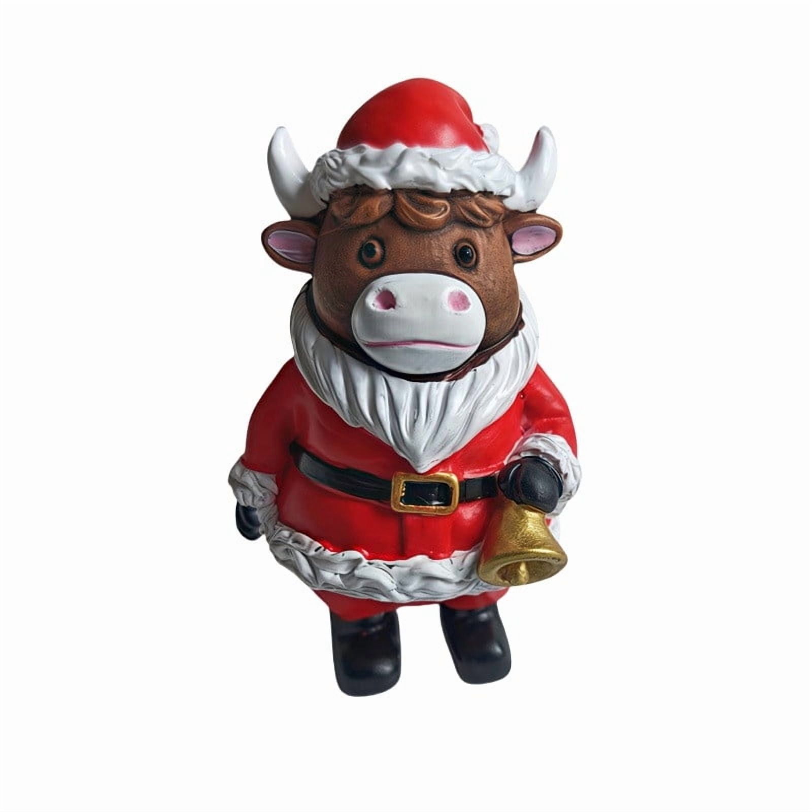 DefiDgd Christmas Cow Decor Resin Statue Decoration,Cute Xmas Cow ...