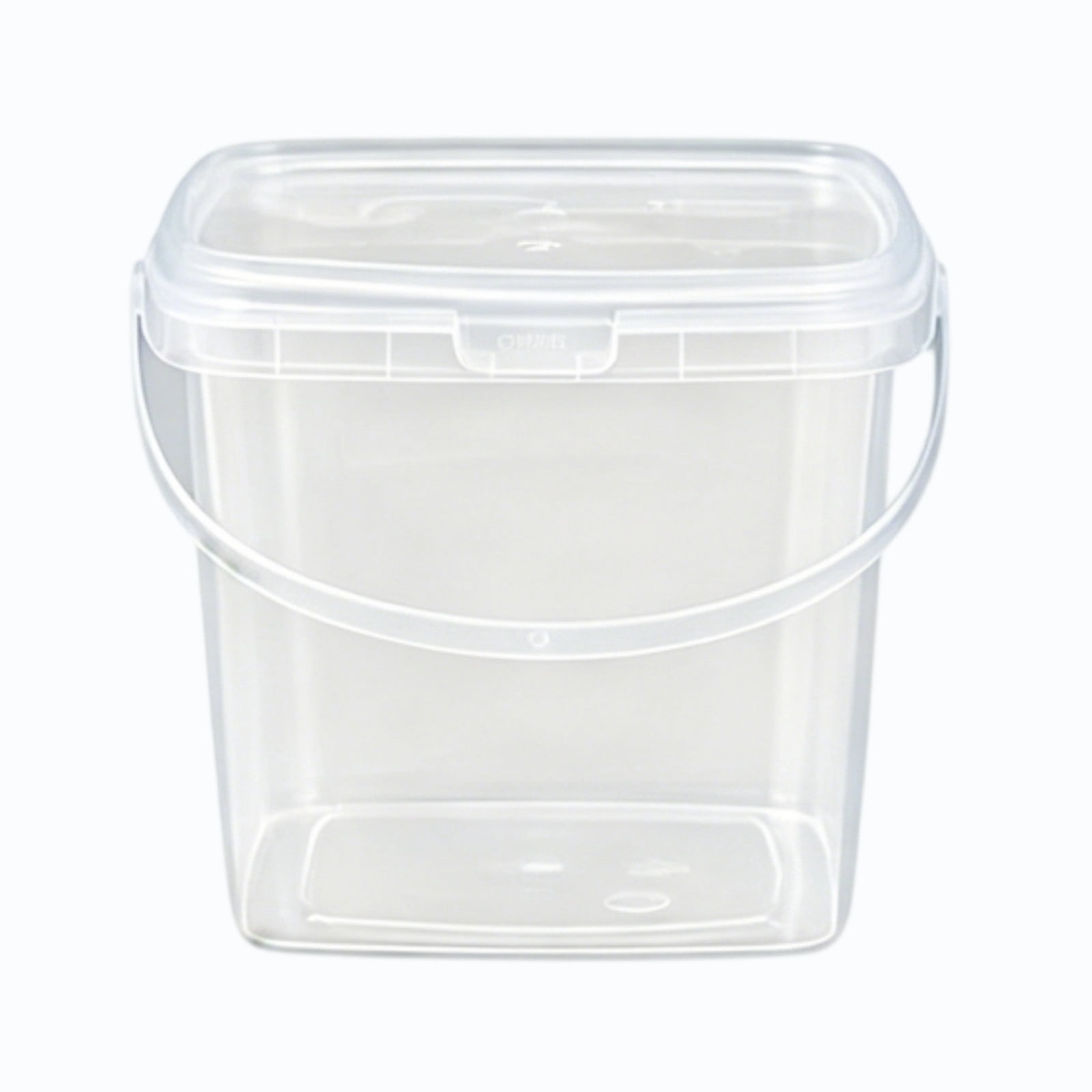 DefiDgd Clear Square Plastic Bucket with Airtight Lid Portable Handle ...