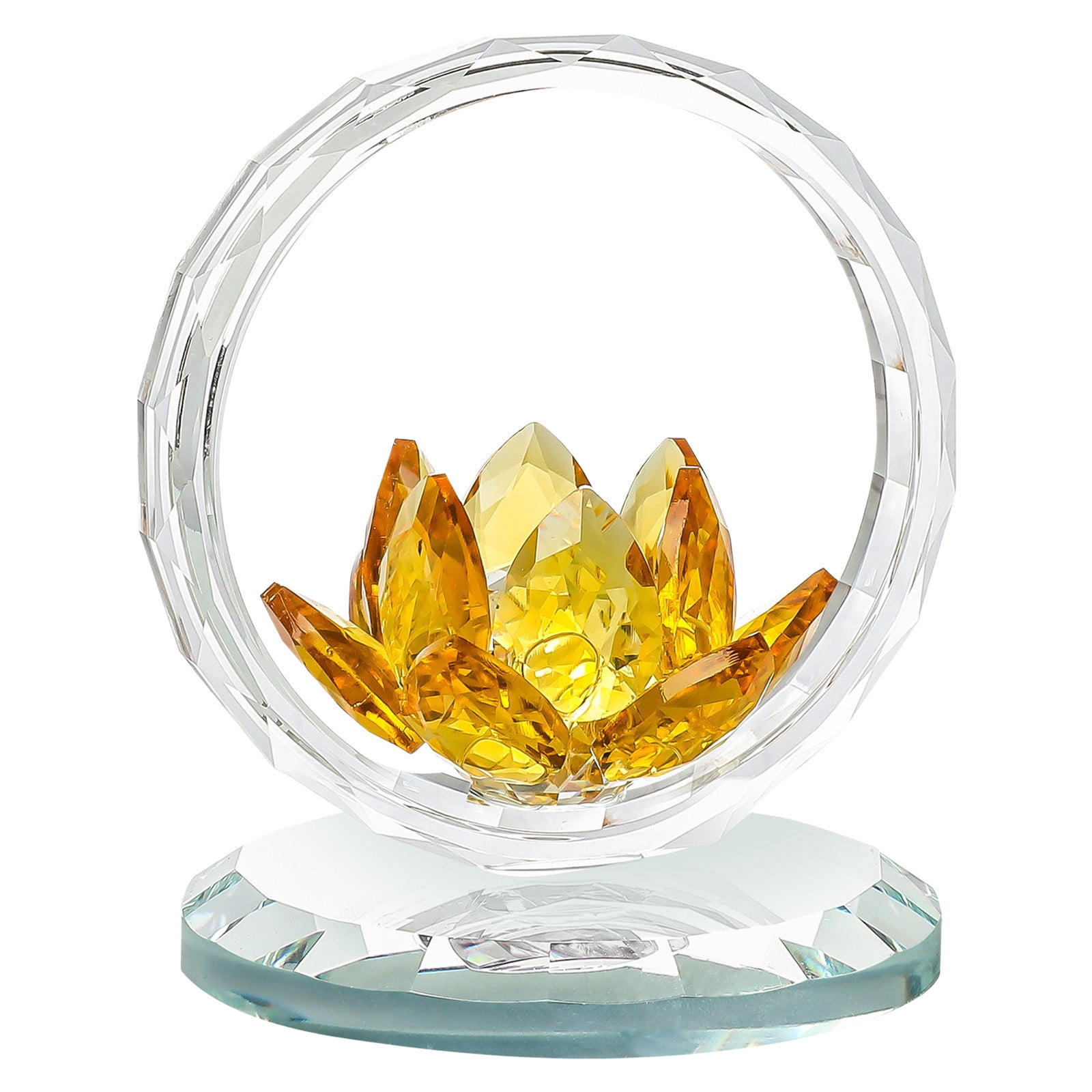 DefiDgd Crystal Lotus Flower Basket Figurine Glass Table Decor for Home ...