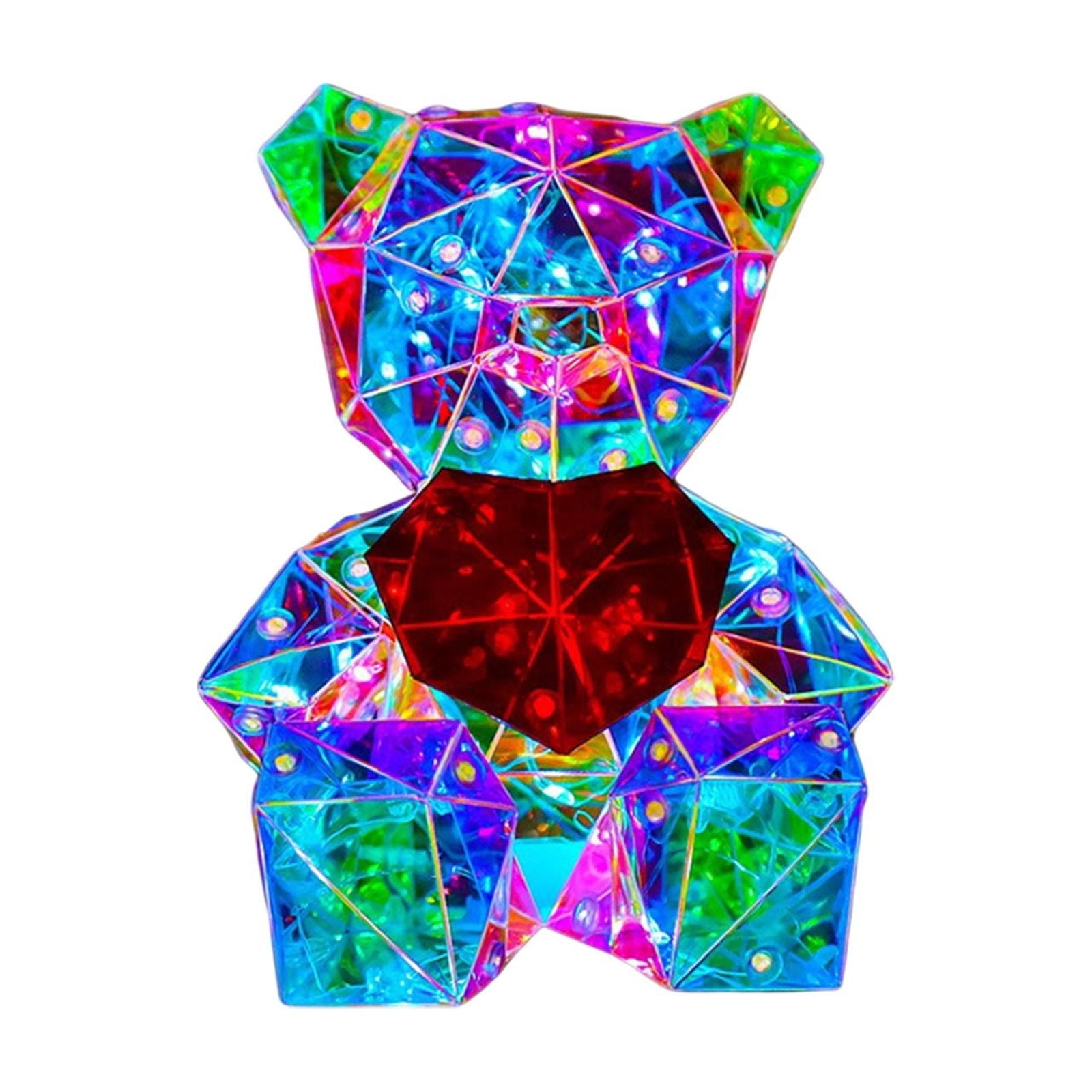 DefiDgd Crystal Transparent Love Heart Bear Statue with Light,Glowing ...