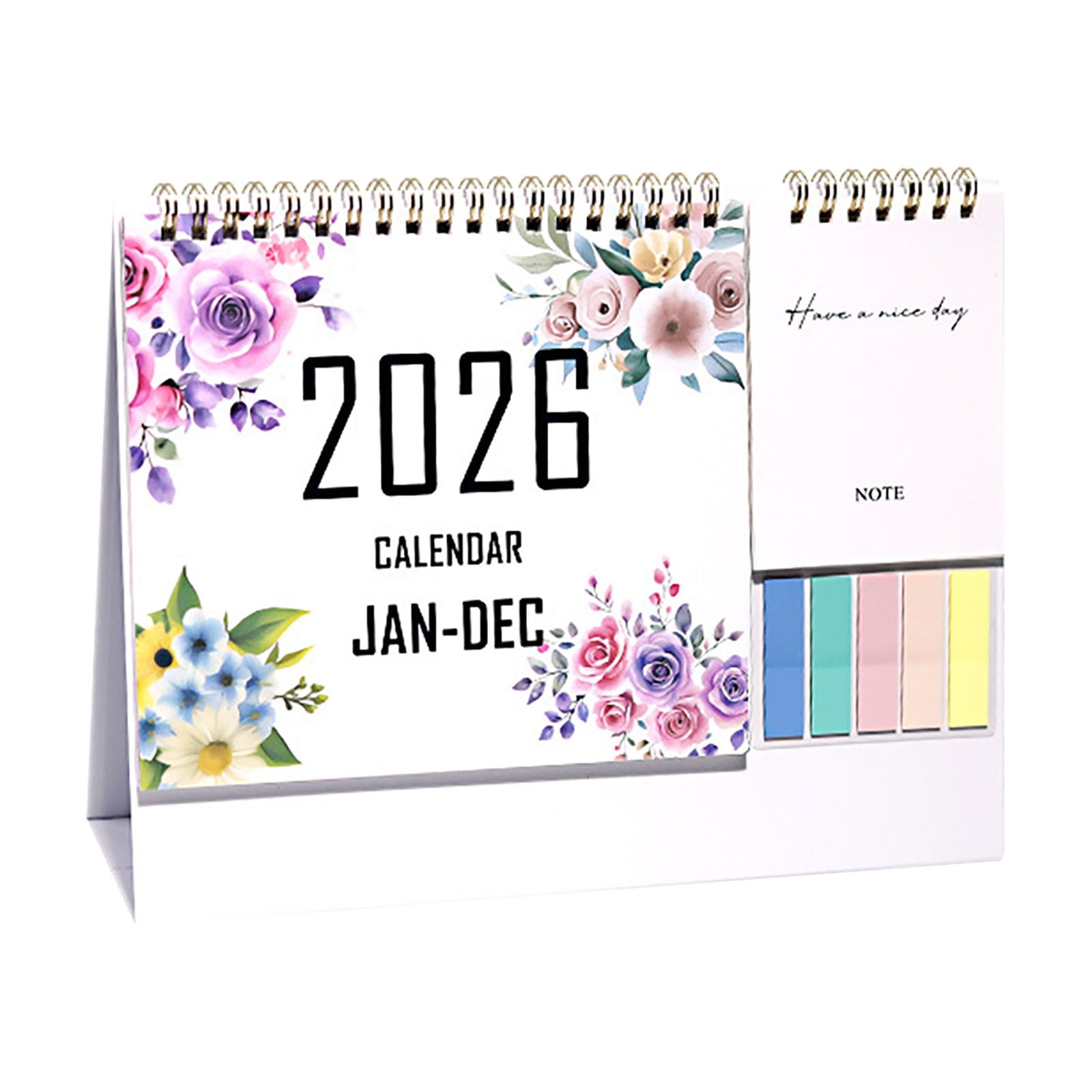 DefiDgd Desk Calendar 2026-2027,Small Desktop Calendar with Floral ...