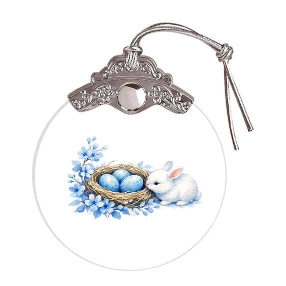 DefiDgd Easter Round Pendant with Silver Top,2D Flat Animal Easter Egg ...