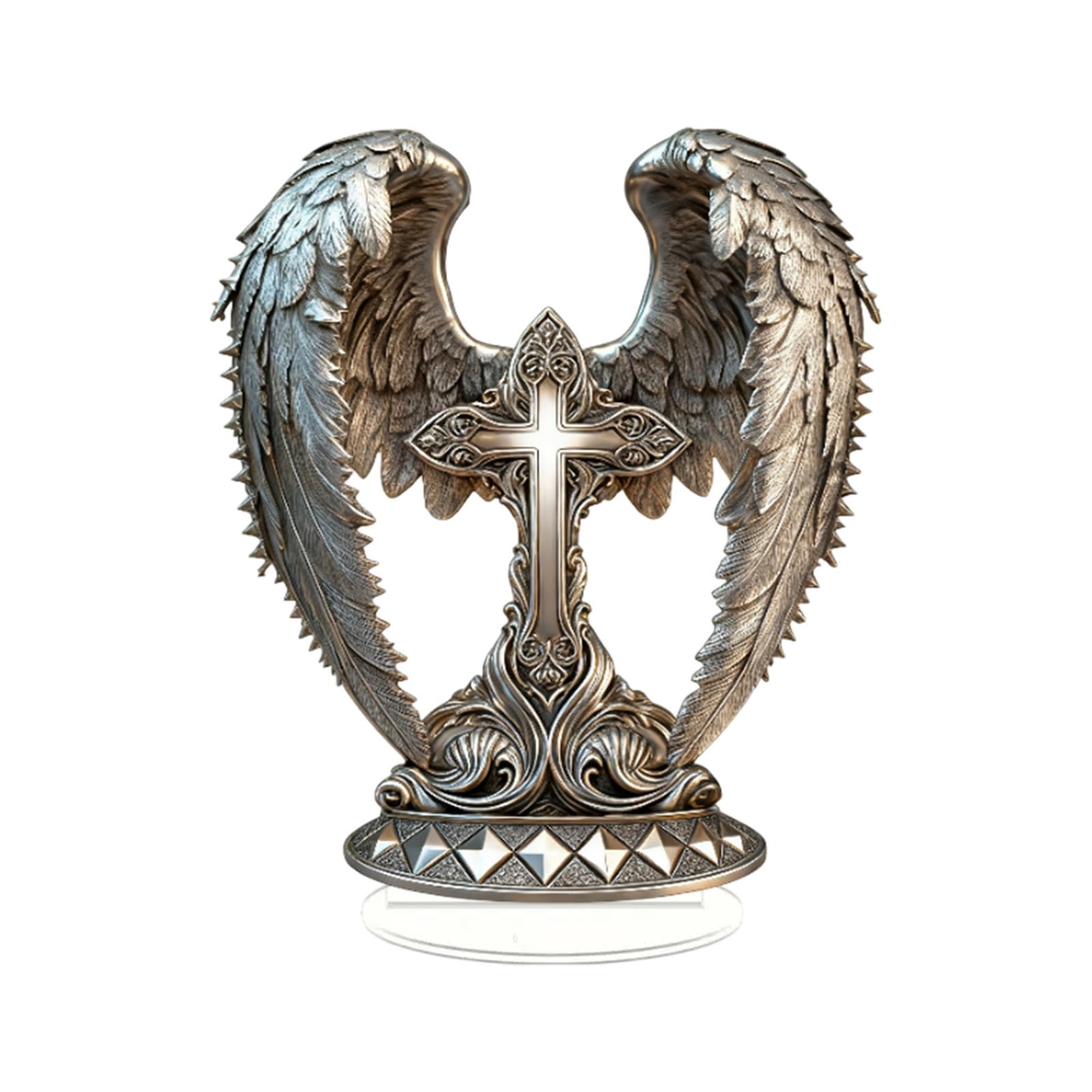 DefiDgd Easter Standing Cross Decor with Angel Wing Ornament,2D Flat ...