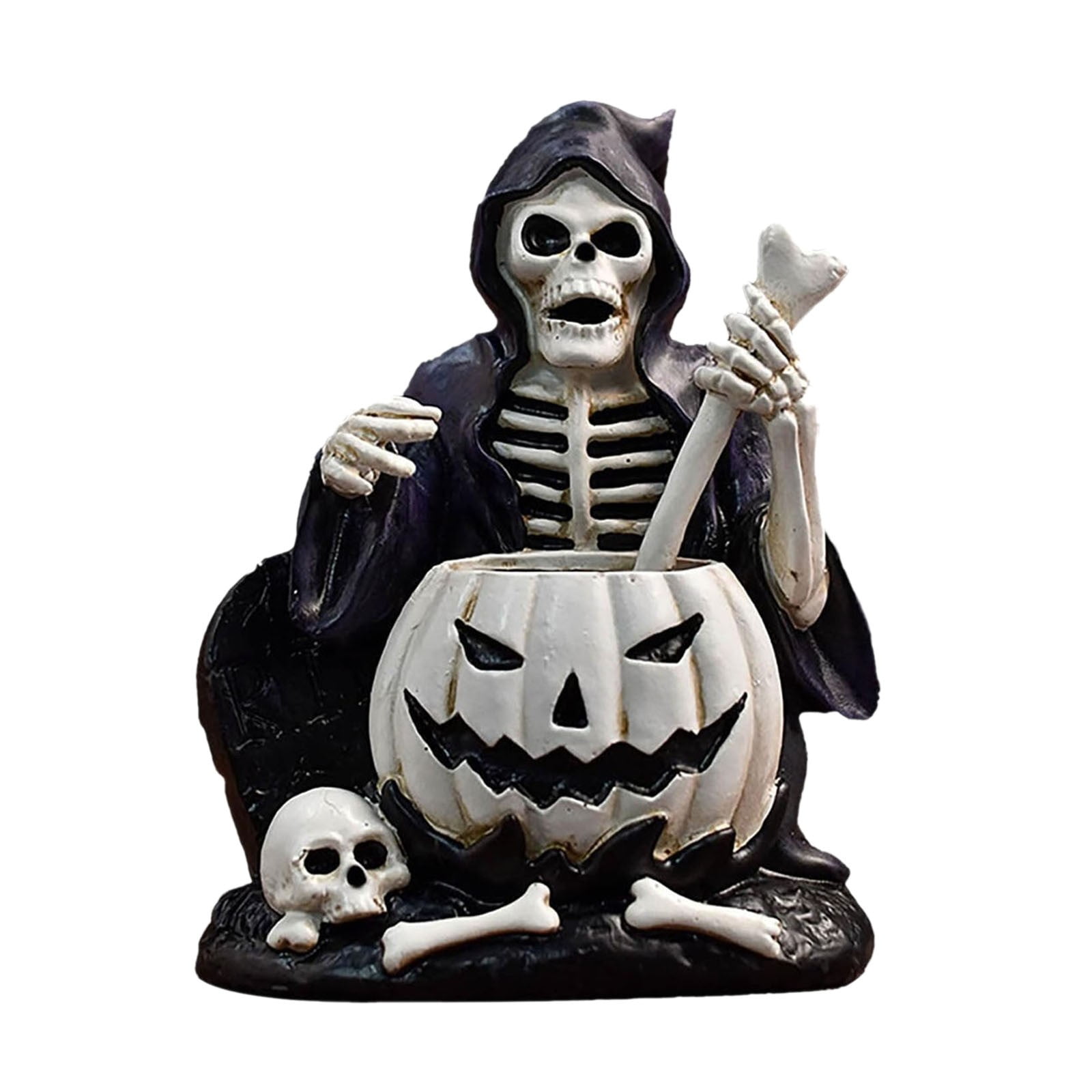 DefiDgd Halloween Ghost Skeleton Figurines Ornaments,Skull Heads with Witch Crucible Ornaments ...