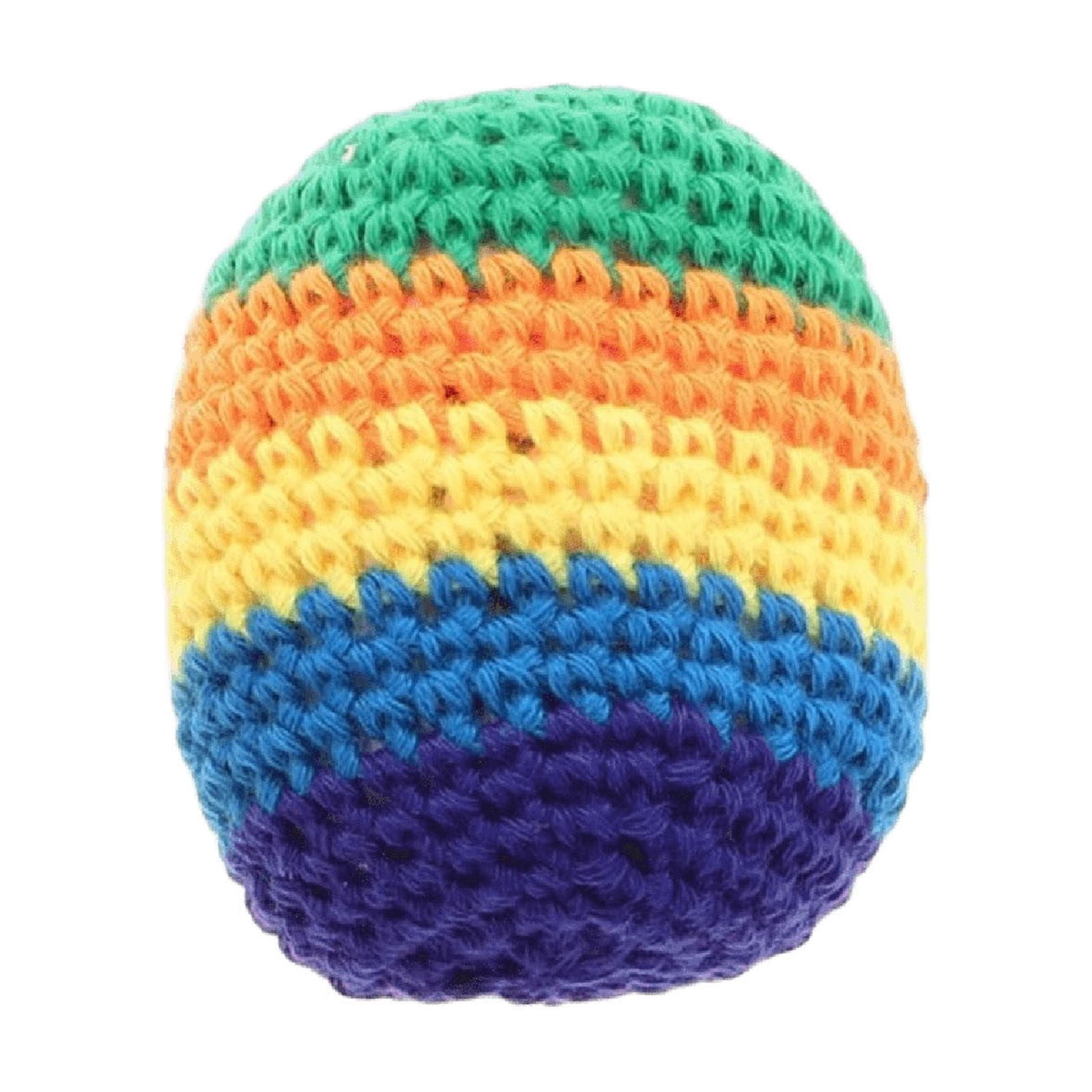DefiDgd Handmade Knitted Footbags Crochet Bags,Colorful Striped Painted ...