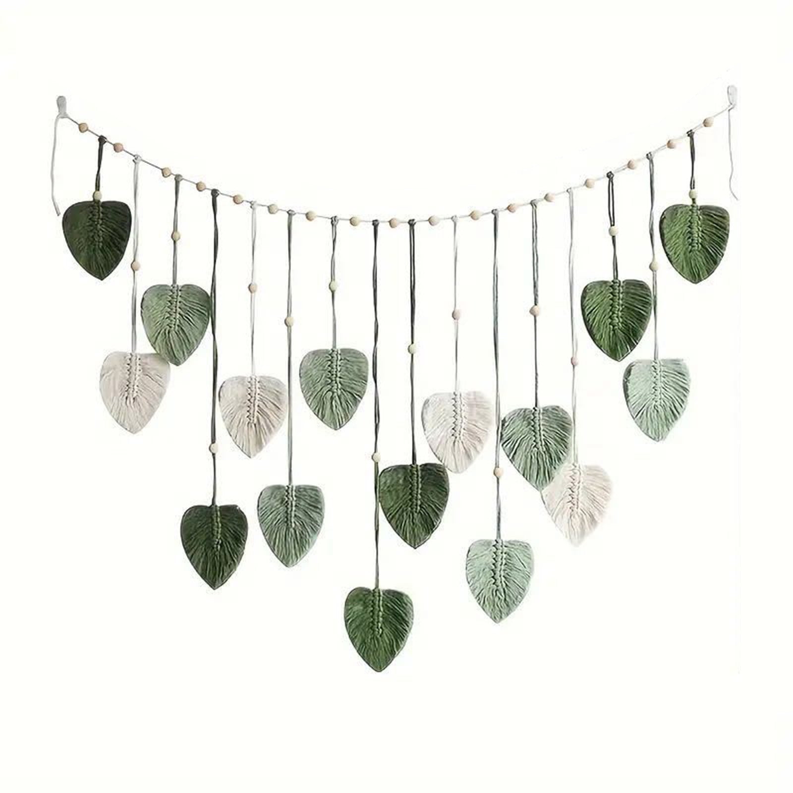 DefiDgd Large Leaves String Wall Hanging Decoration,Handmade Woven ...