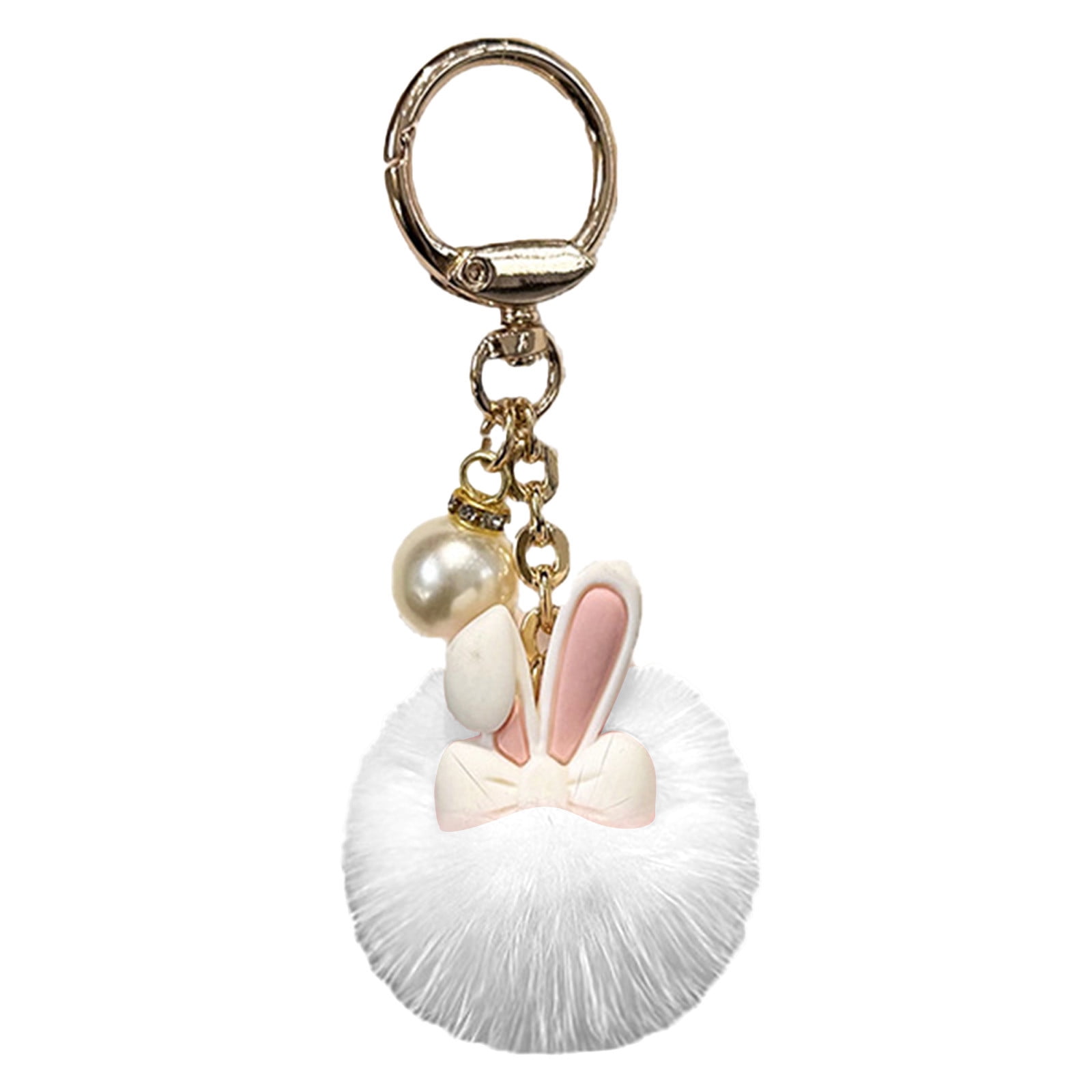 DefiDgd Plush Rabbit Ball Keychain Decoration,Mini Keychain Ear Rabbit ...