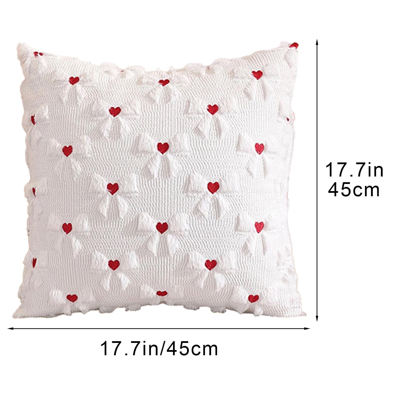 DefiDgd Valentine's Day Heart Bow Embroidery Pillow Cover Decorations ...