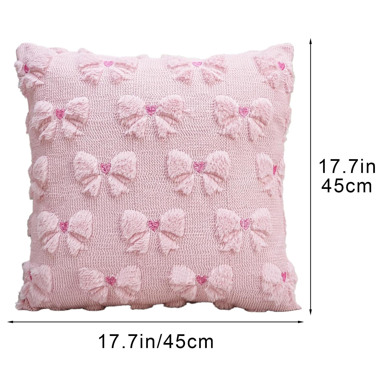 DefiDgd Valentine's Day Heart Bow Embroidery Pillow Cover Decorations ...