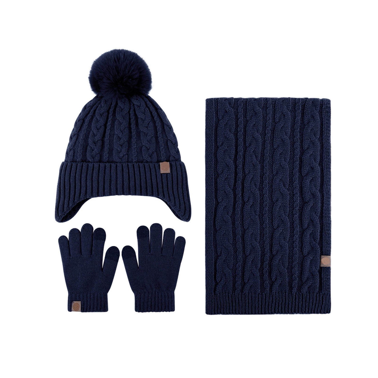 DefiDgd Winter Warm Fabric Set,Knitted Plush Scarf Touch Screen Gloves ...