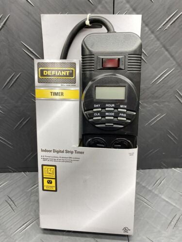 Defiant 8-Outlet Power Strip 15 Amp 7-Day Indoor Digital Timer Black ...