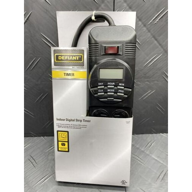 Defiant 8-Outlet Power Strip 15 Amp 7-Day Indoor Digital Timer Black ...