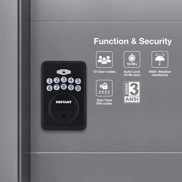 Defiant Radius Matte Black Single Cylinder Electronic Keypad Deadbolt ...