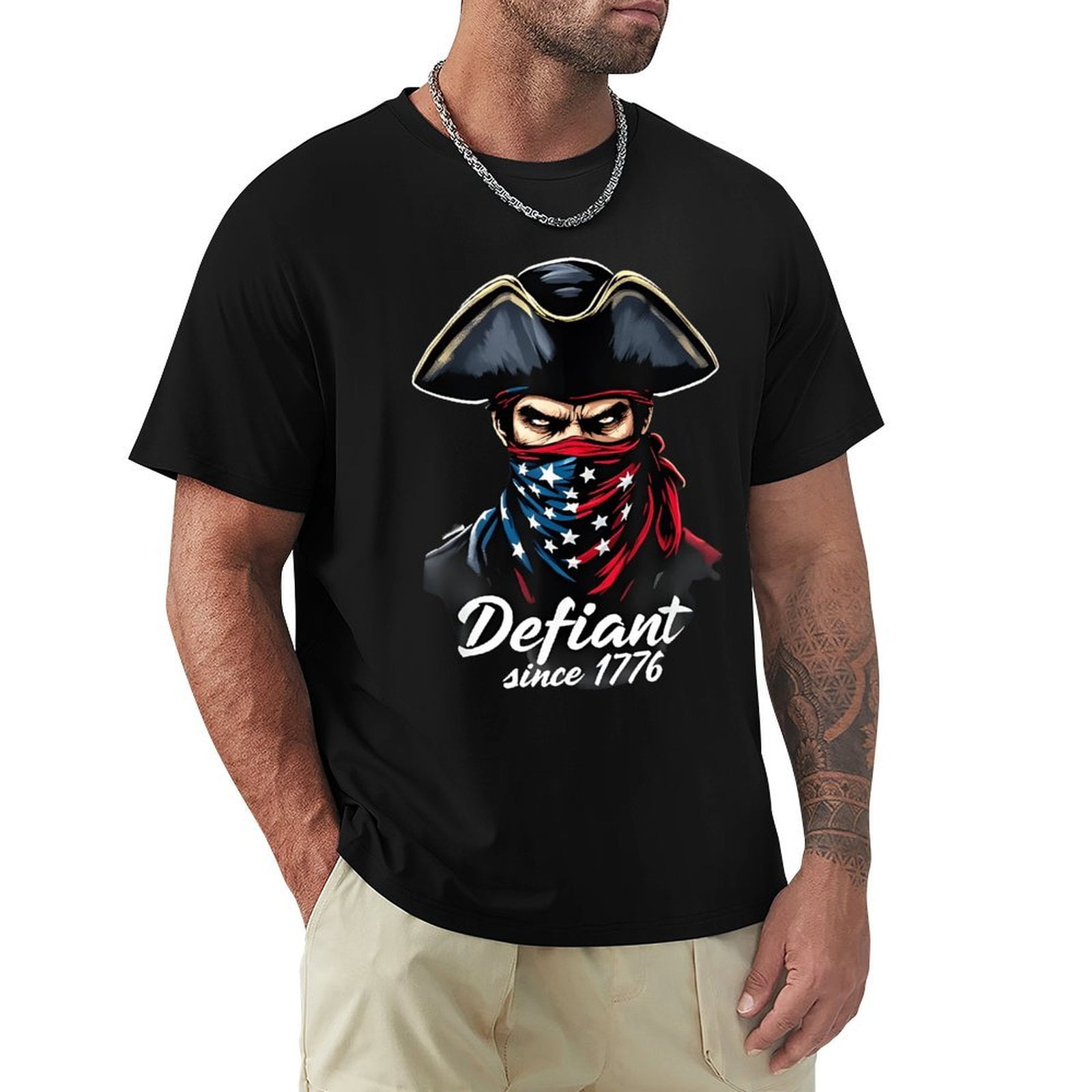Defiant Since 1776 Classic Men's Cotton Short Sleeve HD Print Tee for ...