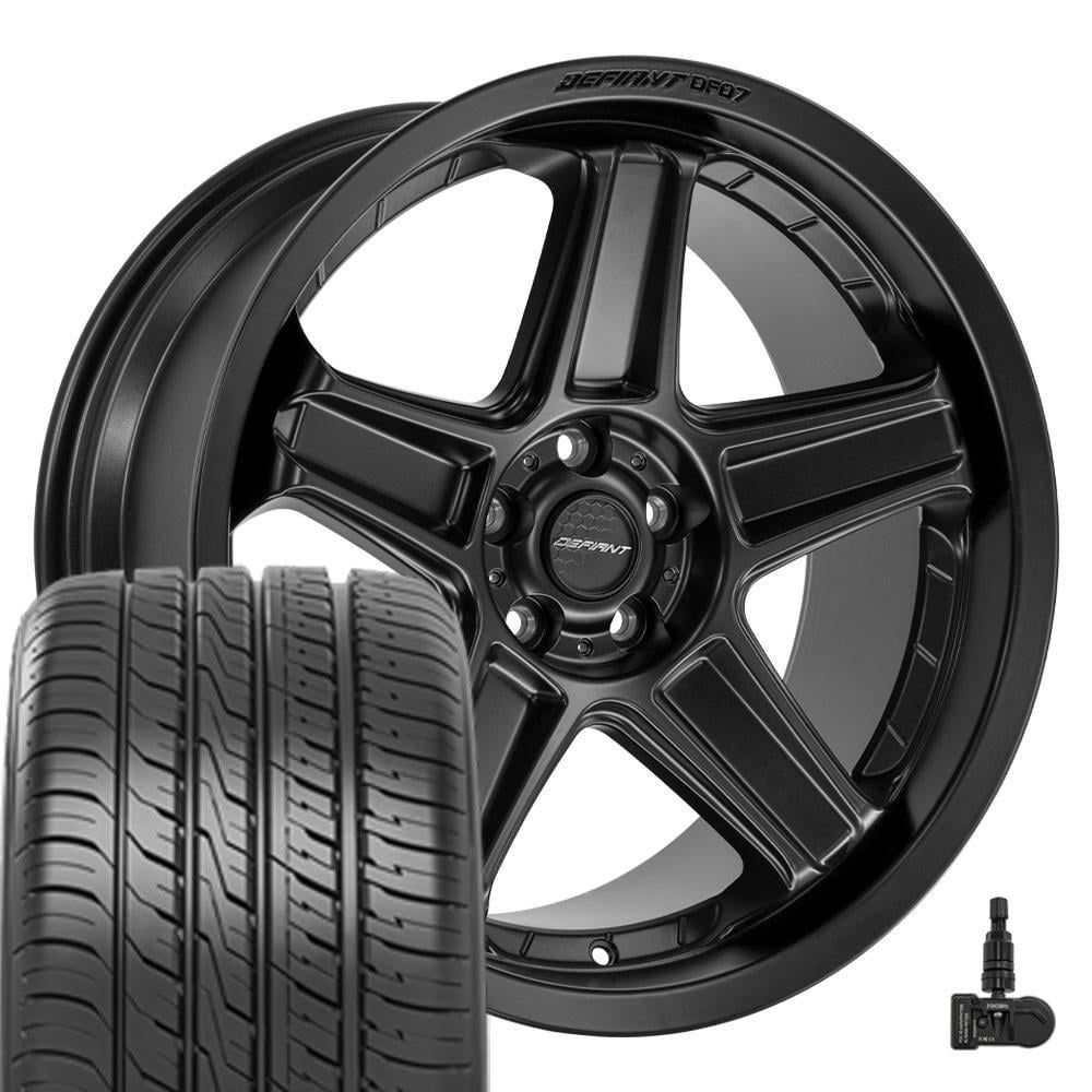 DEFIANT Wheels DF07 20 Inch Rims and Tires Fit 5x115 20x9 Satin Black ...