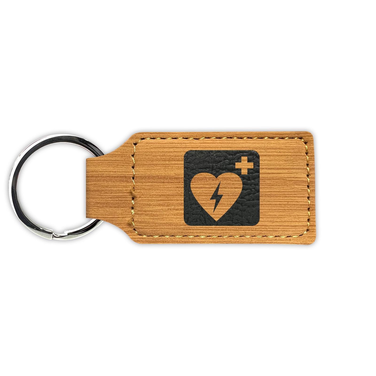 Defibrillator Keychain Leatherette Rectangle - Laser Engraved - Many ...