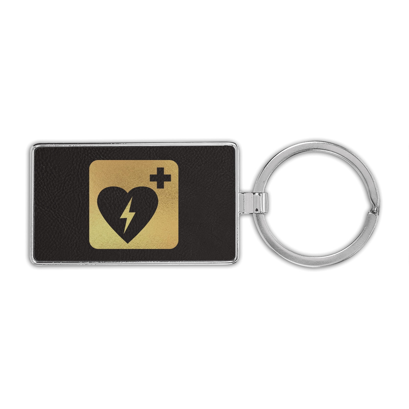 Defibrillator Premium Leatherette Keychain cardiac - Black/Gold ...