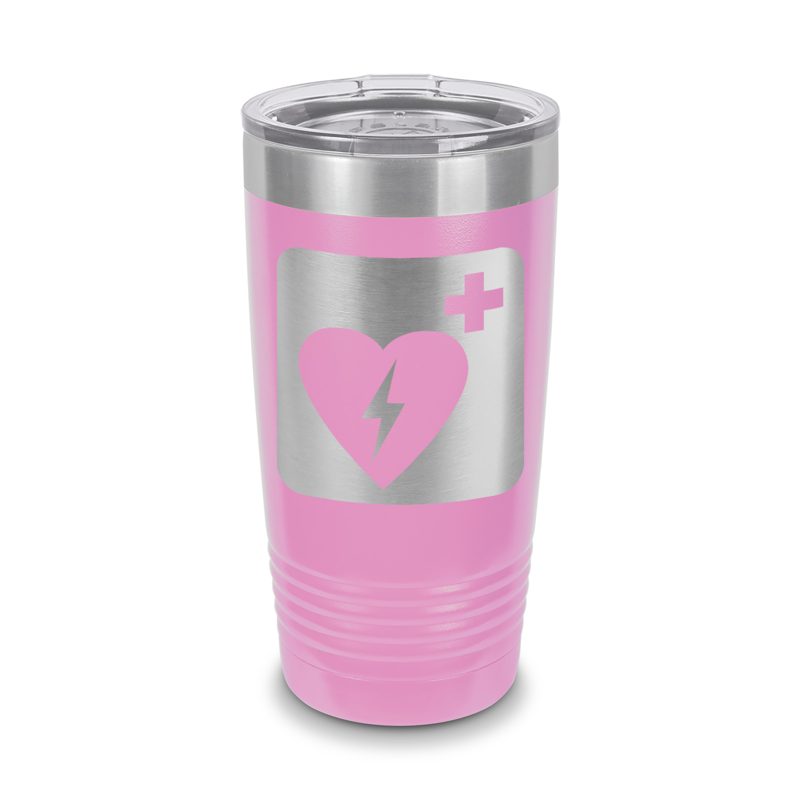 Defibrillator Tumbler 20 oz - Laser Engraved w/ Clear Lid - Stainless ...