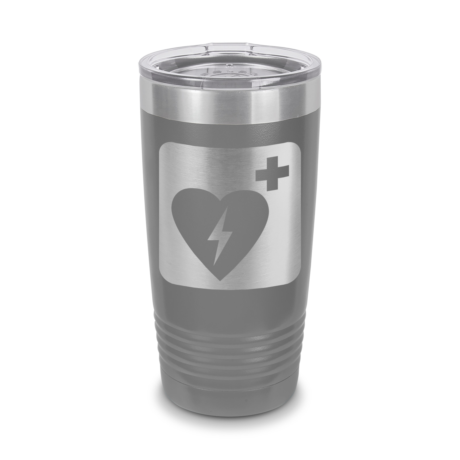 Defibrillator Tumbler 20 oz - Laser Engraved w/ Clear Lid - Stainless ...