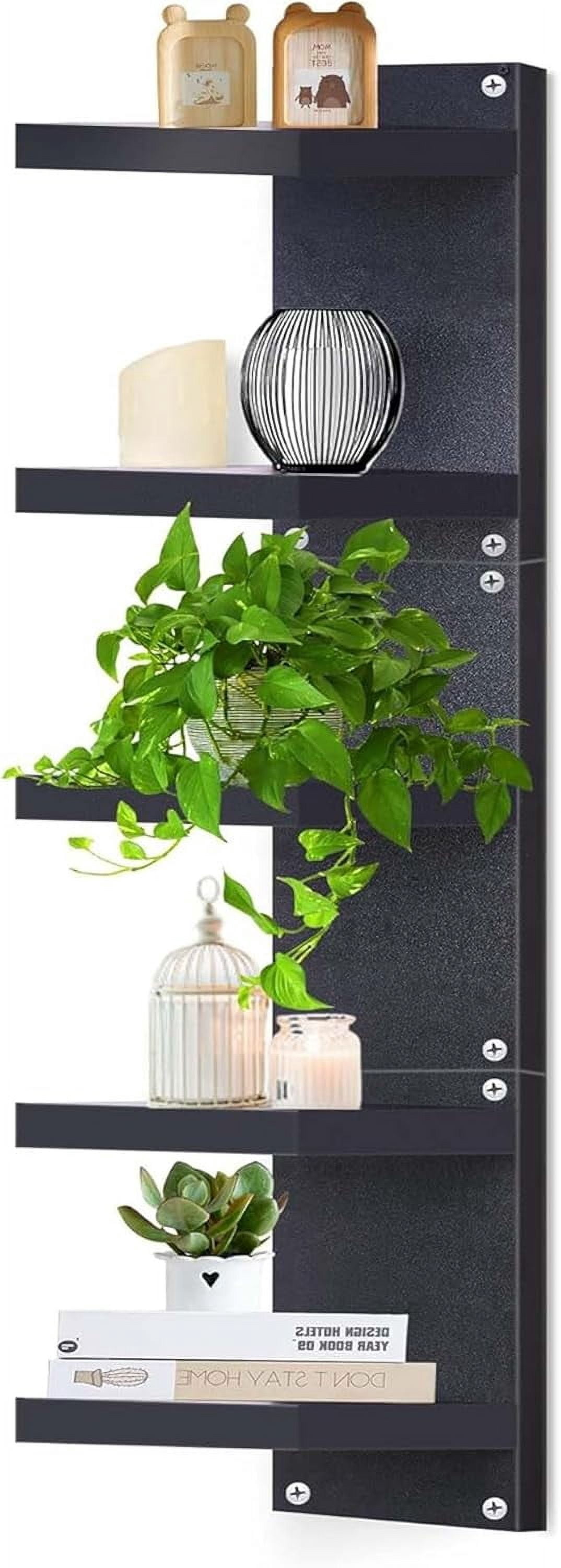 Defined Deco 5 Tier Wall Shelves, Black-Vertical Column Lack Wall Shelf ...