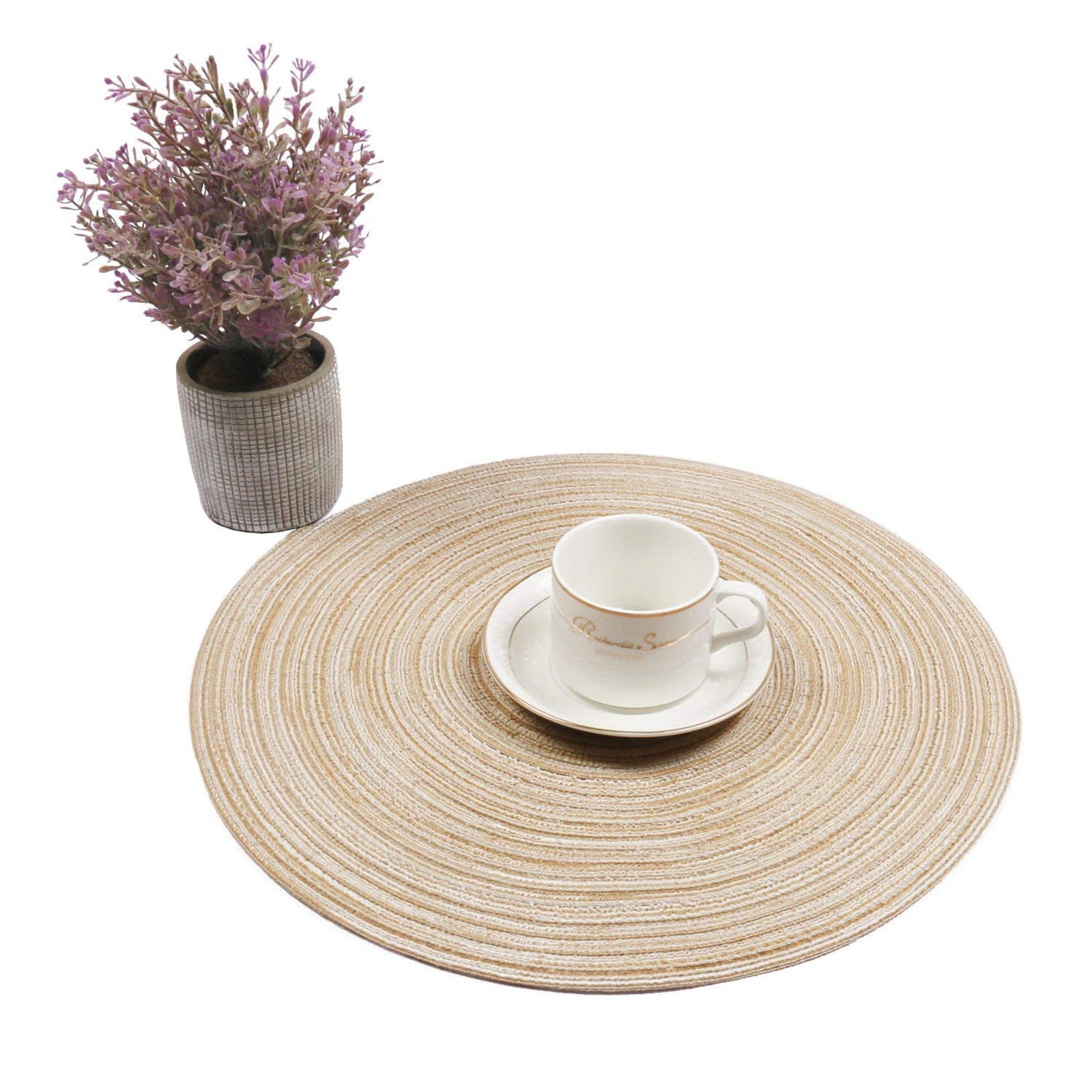 Defined Deco Woven Placemats Set, Round Rattan Placemats,Natural Hand ...