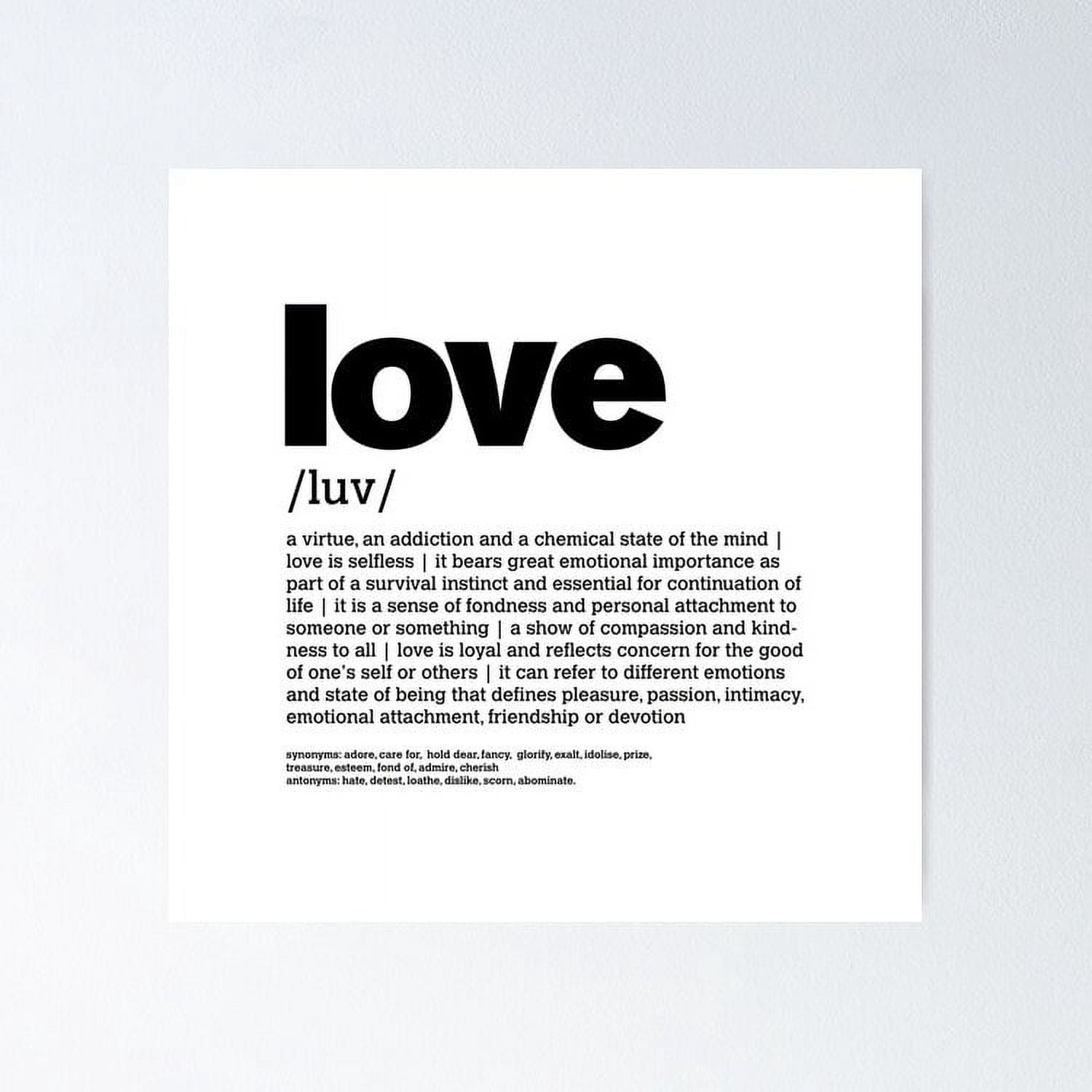 Defining Love In White Poster- Unframed Poster | Wall Art | Perfect For ...