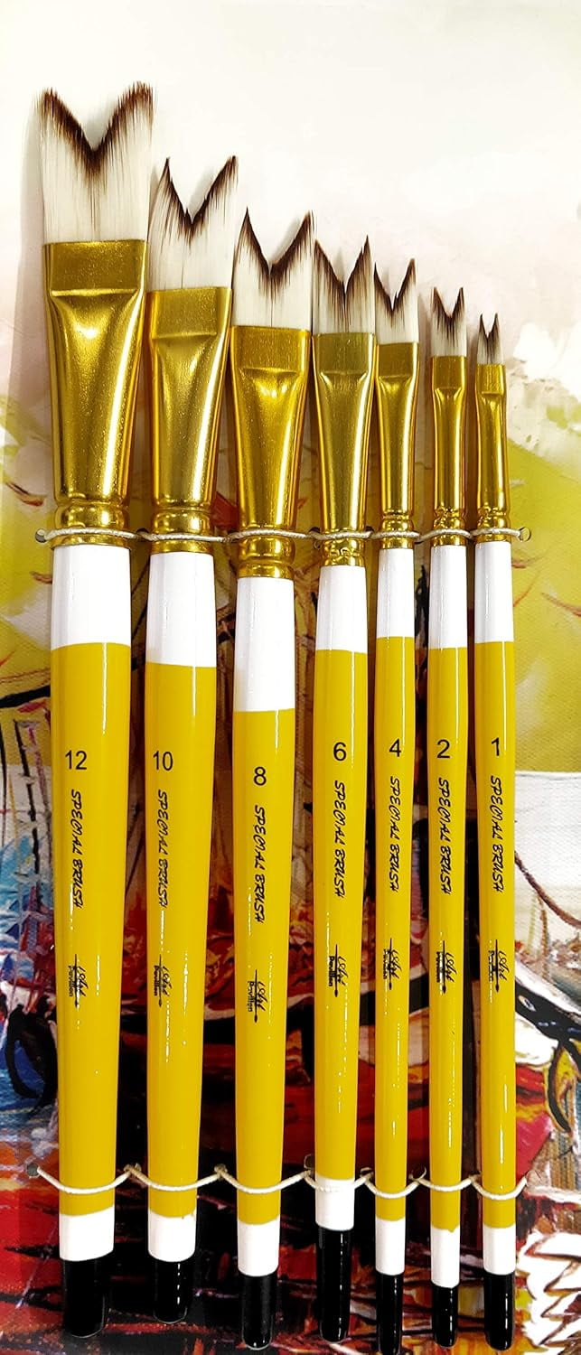 Definite Wooden Yellow Handle Paint Brush Sets for Beginners ...