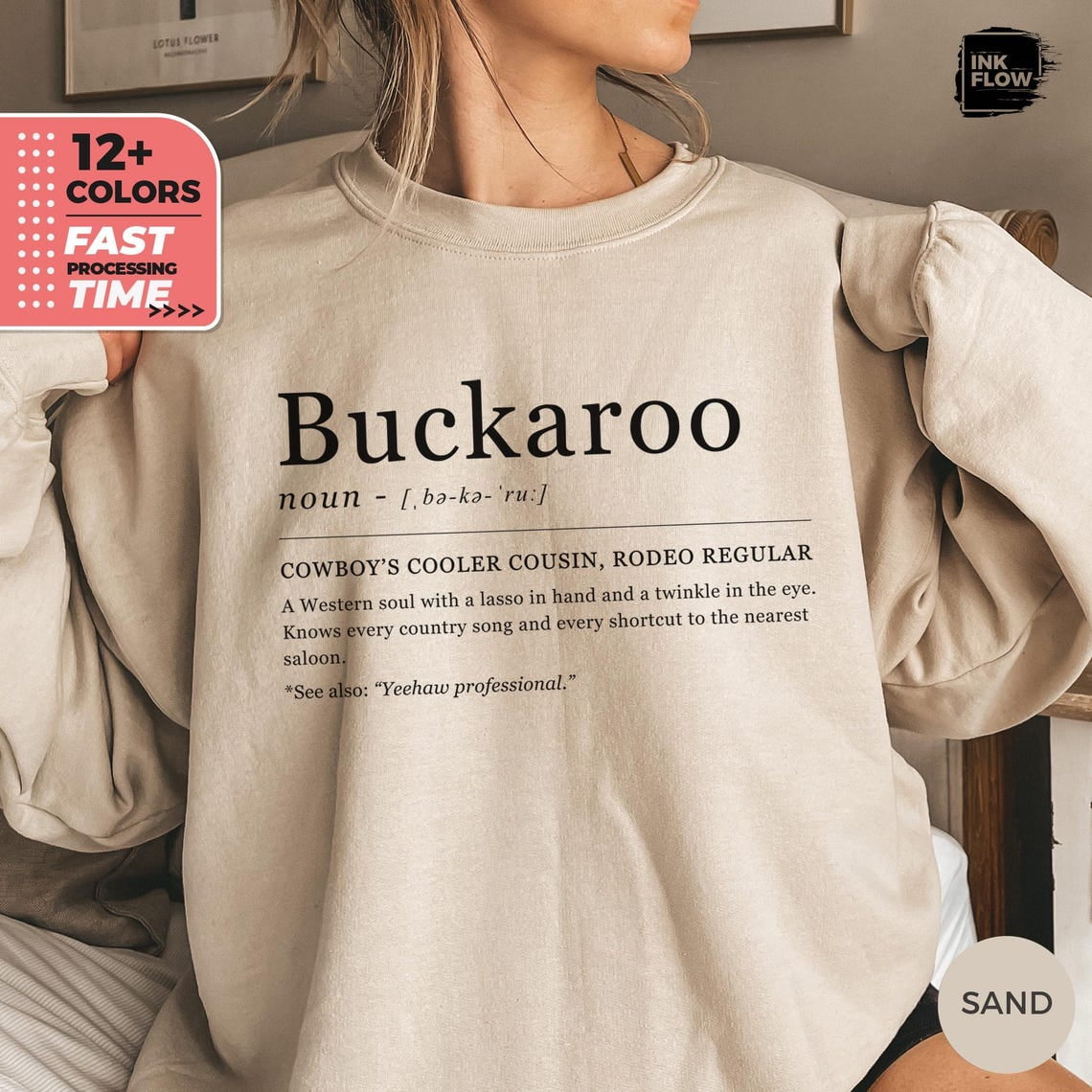 Definition Buckaroo Sweatshirt, Western Cowboy Sweater, Rodeo Ranch Style Hoodie, Humor Buckaroo ...
