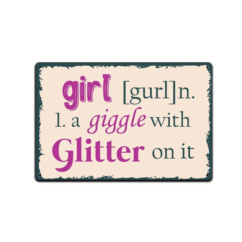 Definition Girl Giggle Glitter Teenager Kids Bedroom Wall Door Decor ...