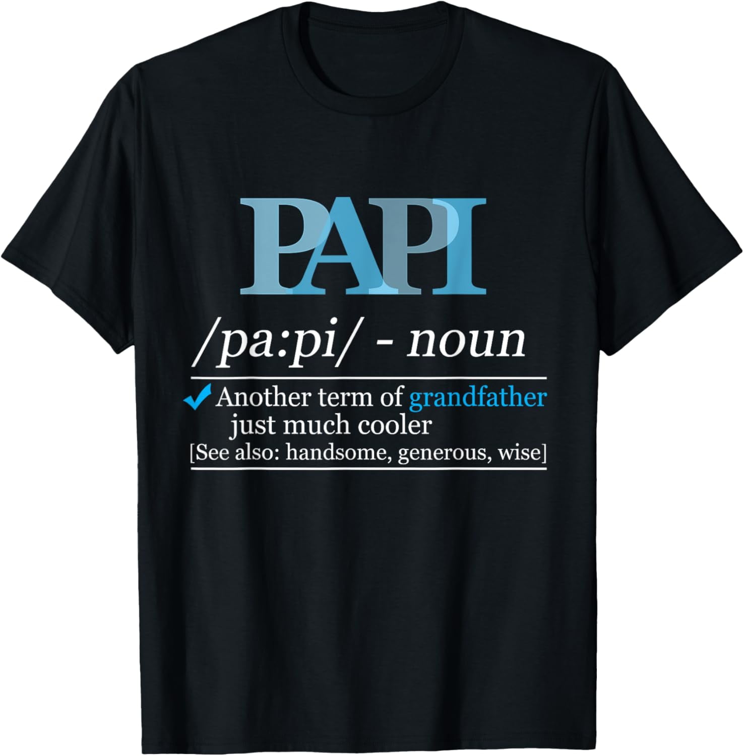 Definition Papi Funny Grandpa Dad Fathers Day Christmas T-Shirt ...