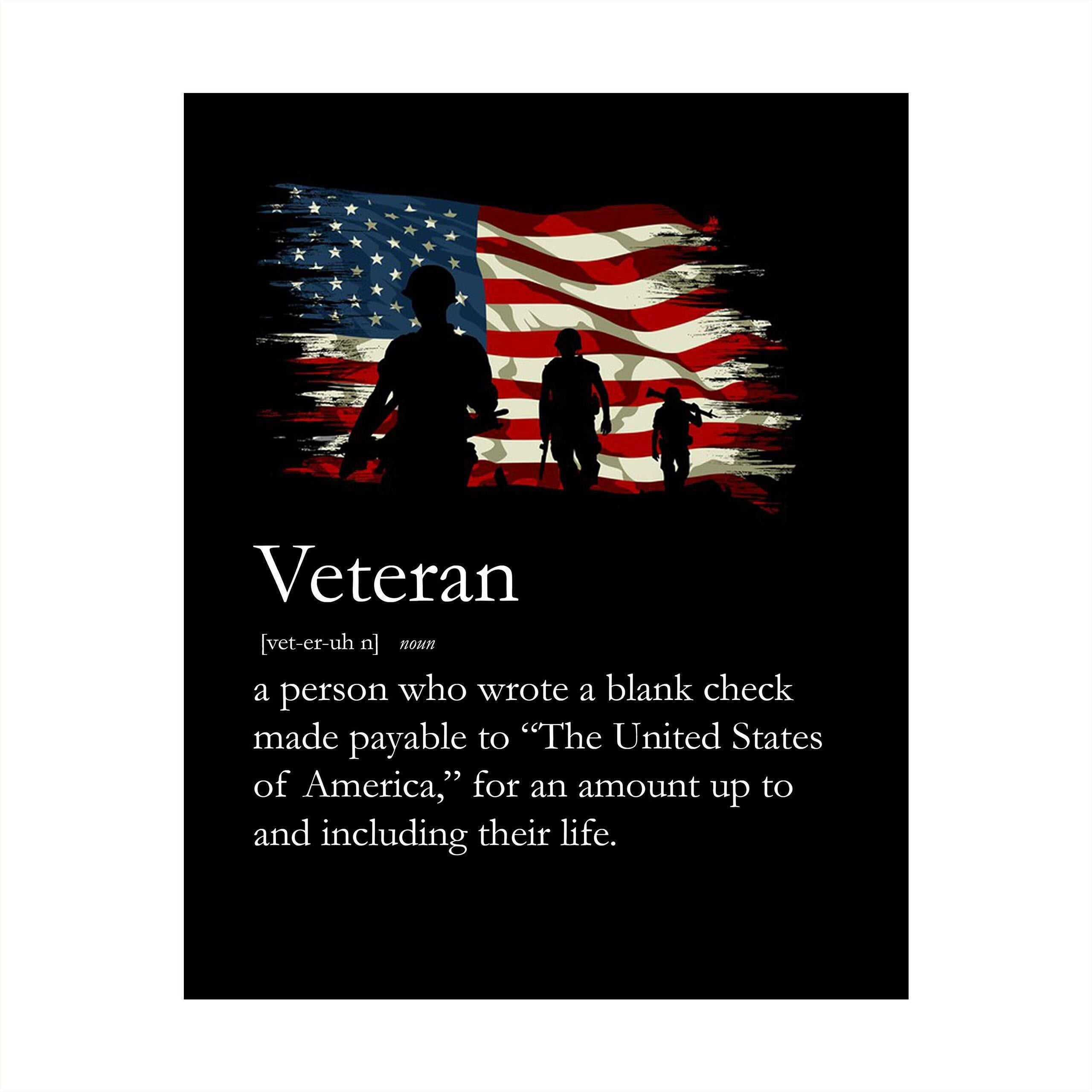 Definition of Veteran Patriotic Wall Art Print - USA Military ...