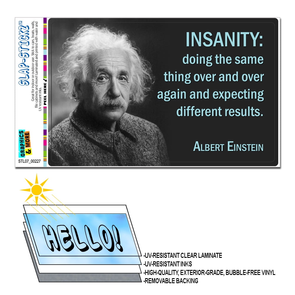 Definition of Insanity Einstein - Funny SLAP-STICKZ(TM) Premium Sticker ...