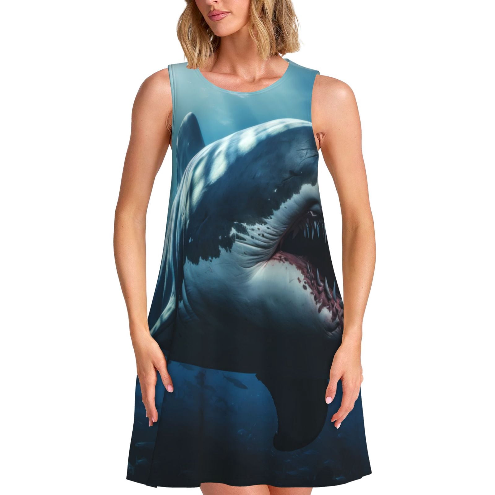 Defioc 3D Realistic Shark Pattern Women's Summer Dresses 2025 Beach ...