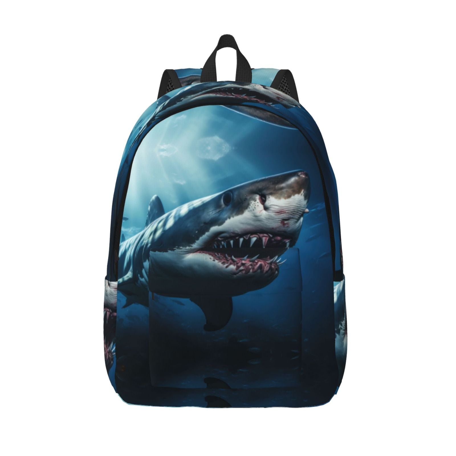 Defioc 3D Realistic Shark for Canvas Backpack,Travel Rucksack Unisex ...