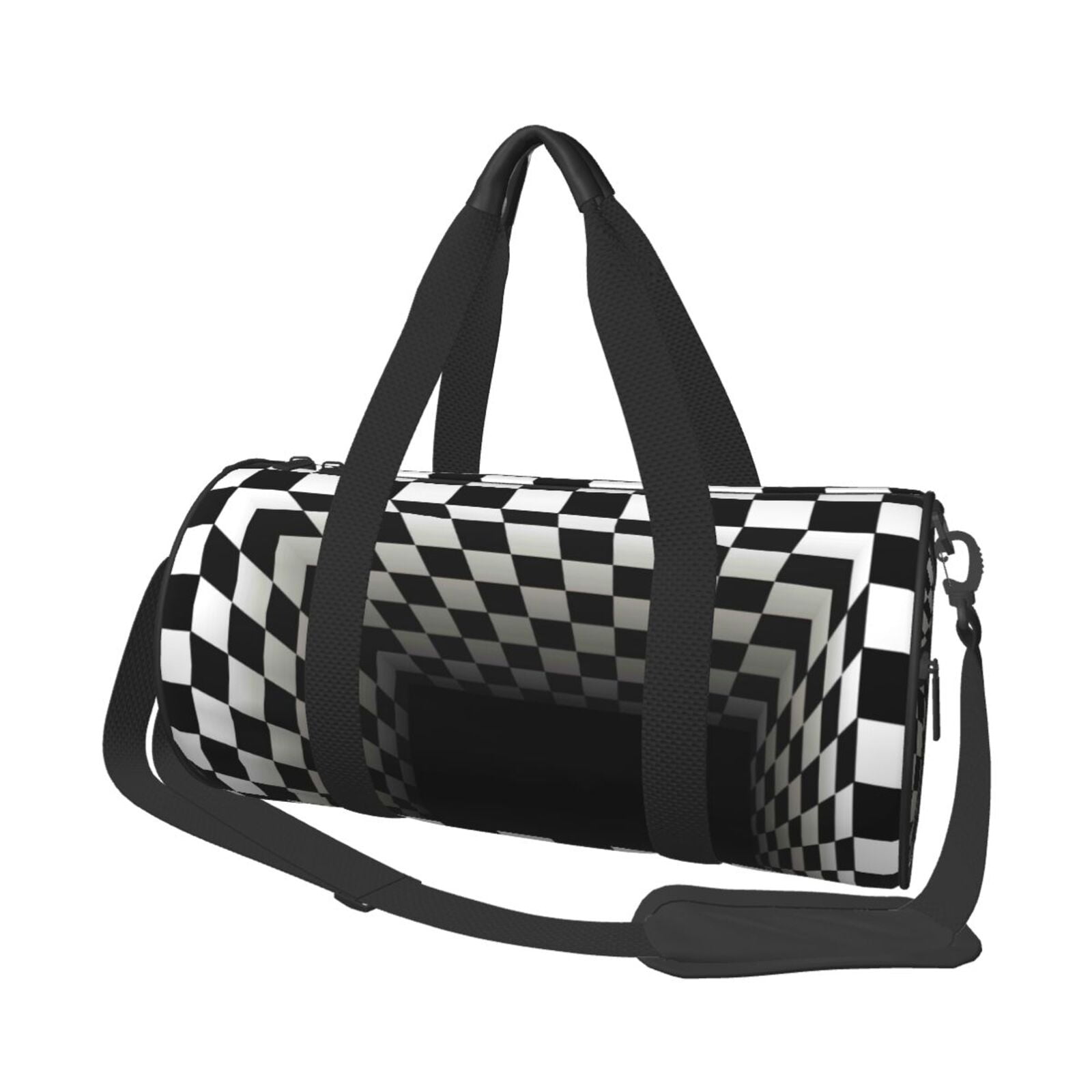 Defioc 3d Black and White Checkerboard Tunnel for Travel Duffle Bag ...