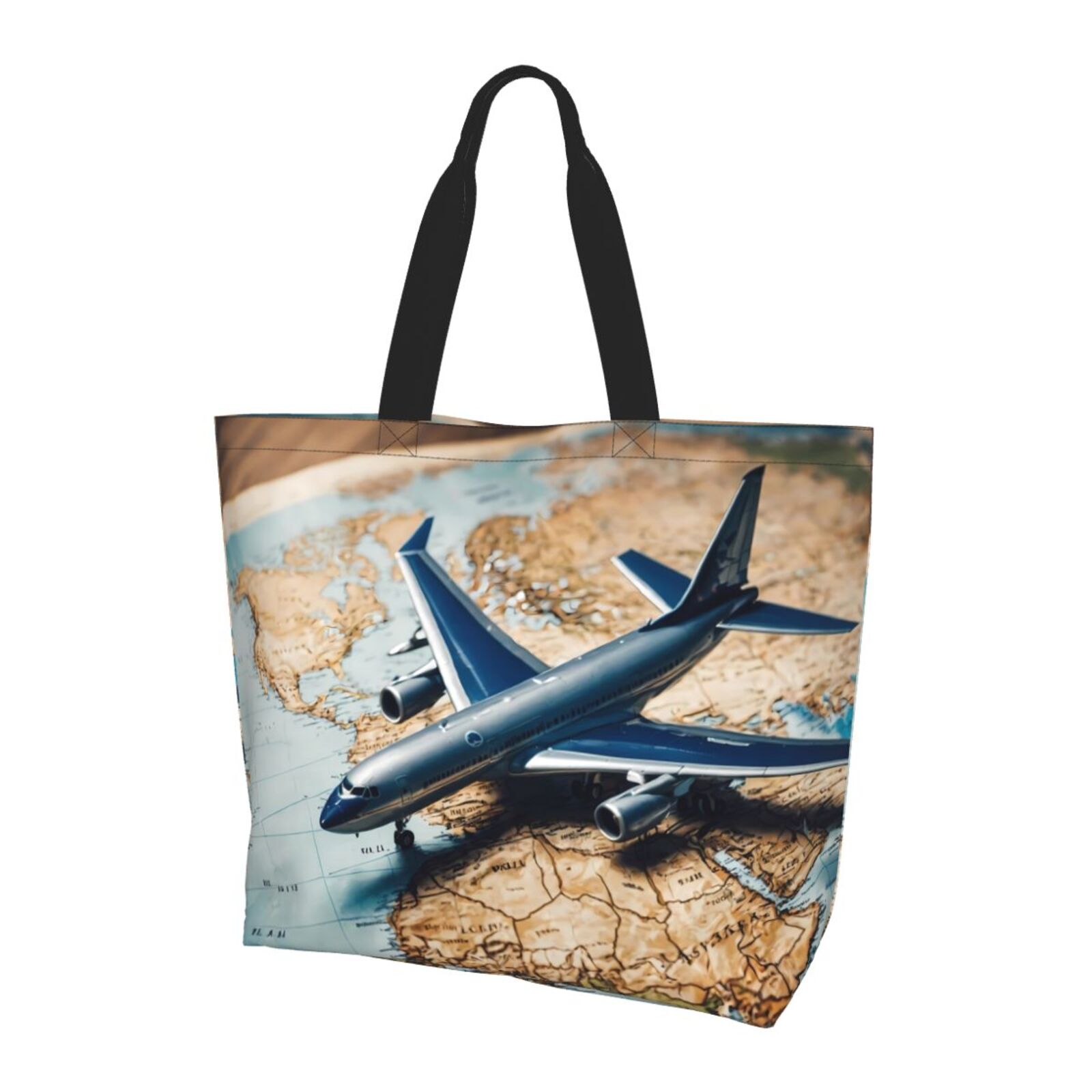 Defioc Airplane World Map Adventurefor Women's Tote Bag - Shopping Bag ...