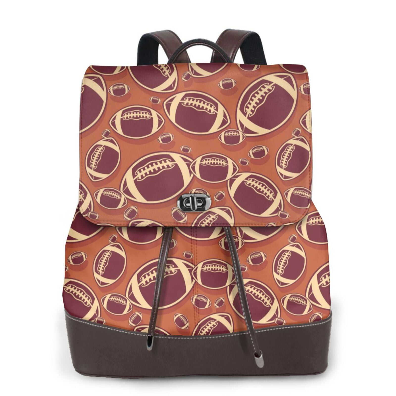 Defioc American Football1 Print PU Leather Backpack,Backpack Purse for ...