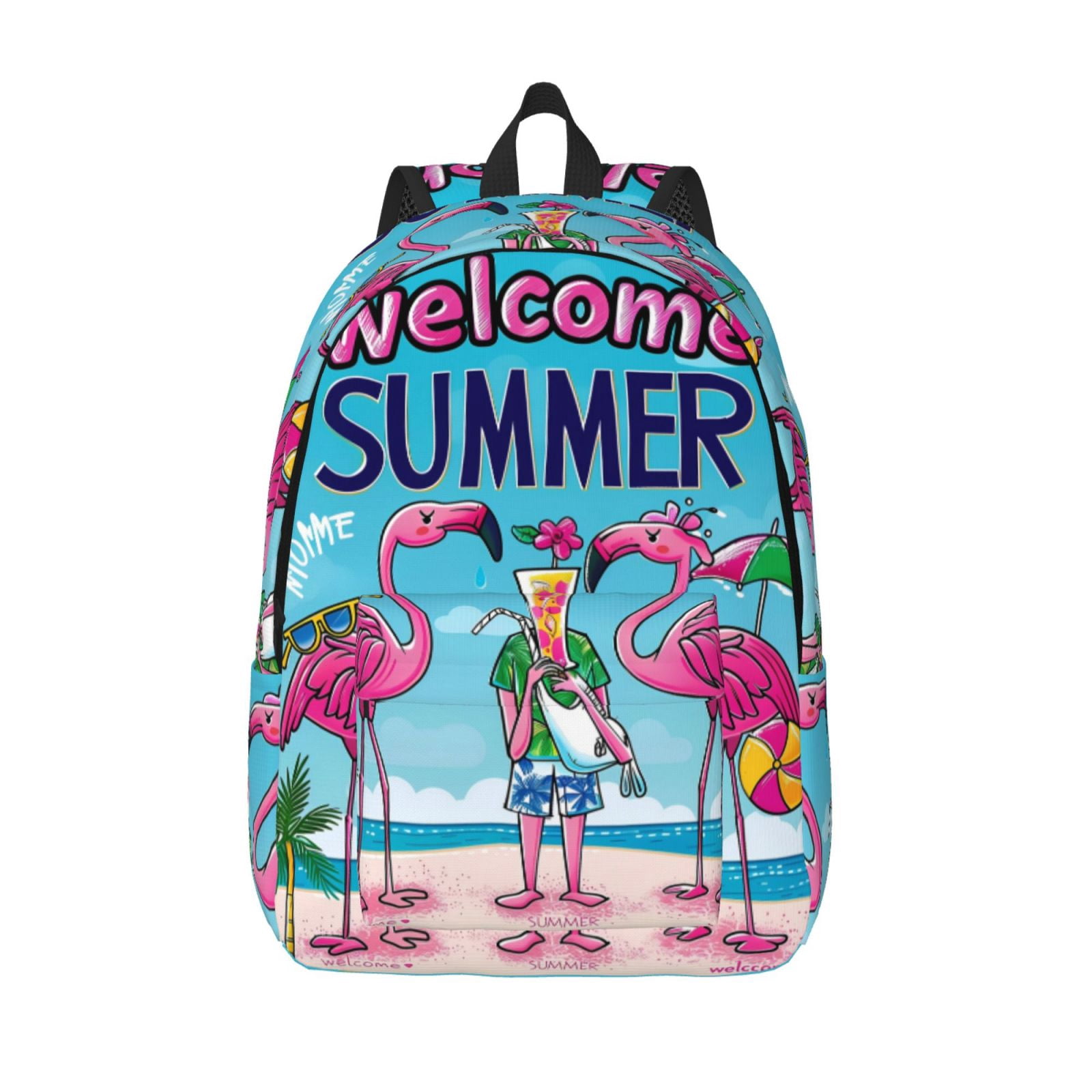 Defioc Beach Flamingo Trio for Canvas Backpack,Travel Rucksack Unisex ...