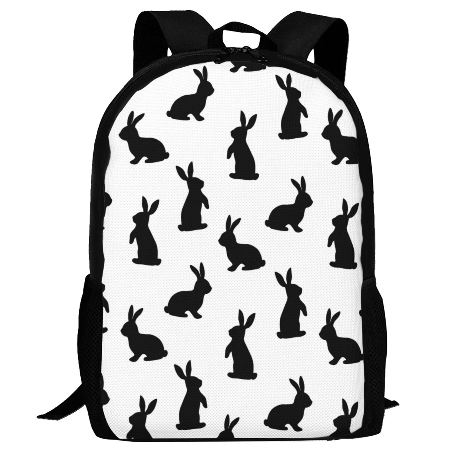 Defioc Black Rabbit Pattern Carry on Backpack,16.5x12.5x5.5 Personal ...