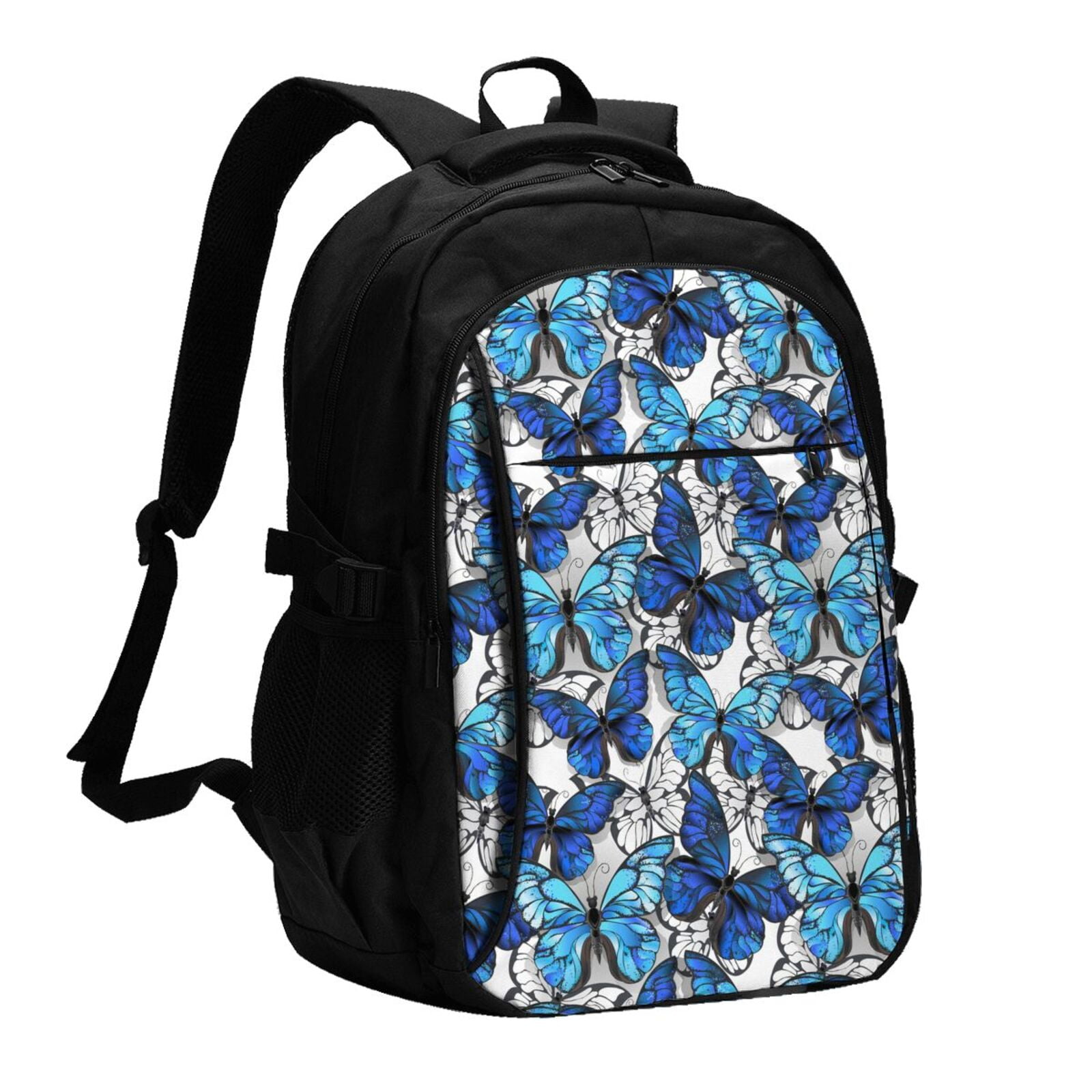 Defioc Blue and White Butterflies for Travel Backpack for Women,15.6 ...