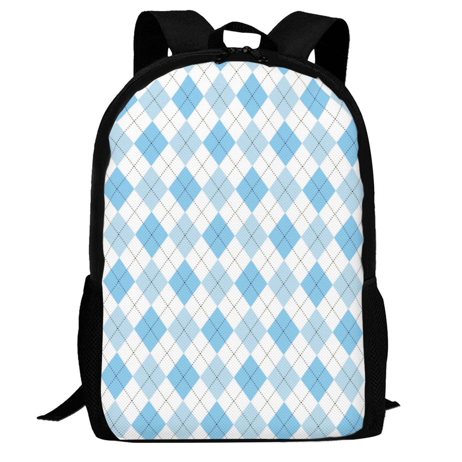 Defioc Blue and White Squares Pattern Carry on Backpack,16.5x12.5x5.5 ...