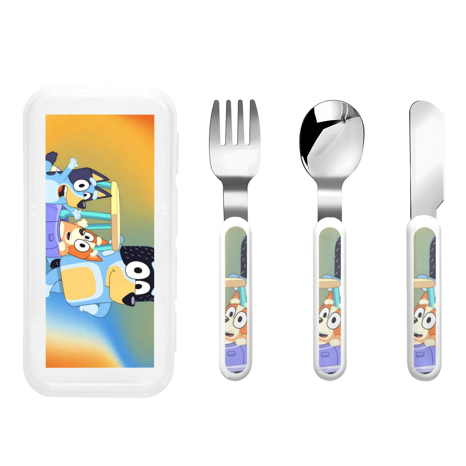Defioc Bluey Print Kids Silverware with Silicone Handle | Toddler ...